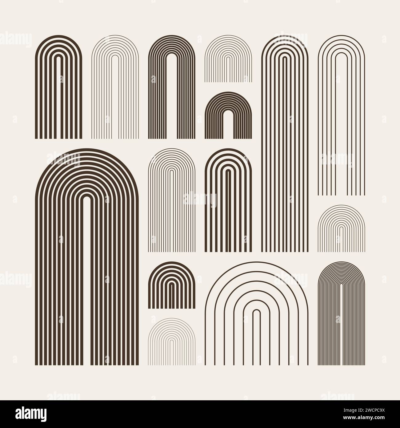 Mid century arch elements, modern geometric shapes. Contemporary design ...