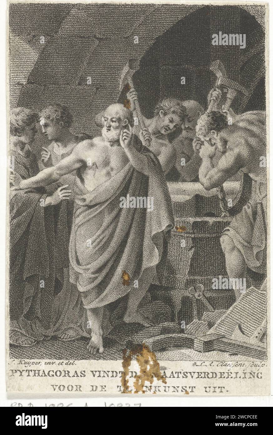 Pythagoras discovers the size ratio in drawing, Lambertus Antonius ...