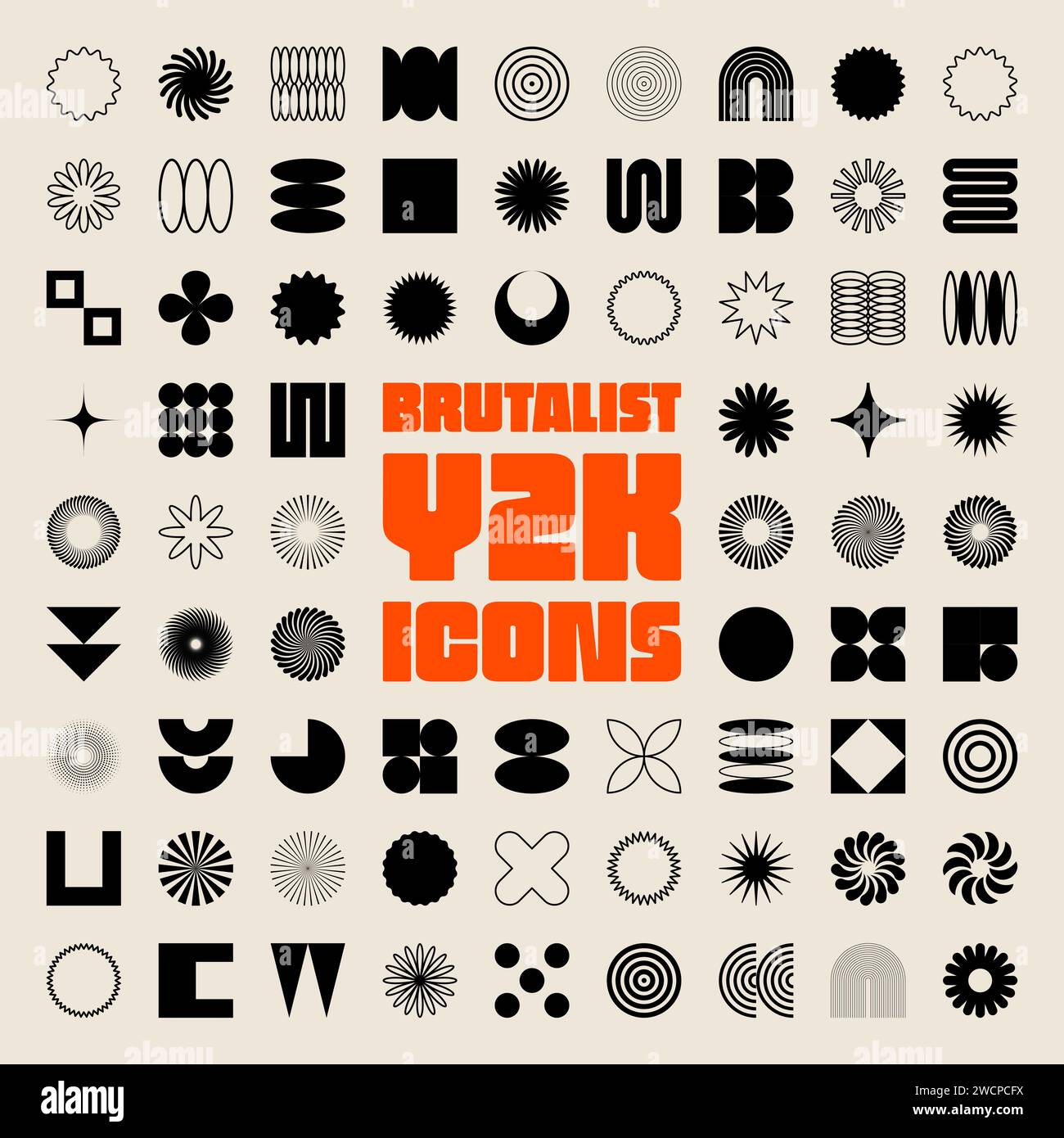 Brutalist geometric shapes, symbols. Simple primitive elements and ...