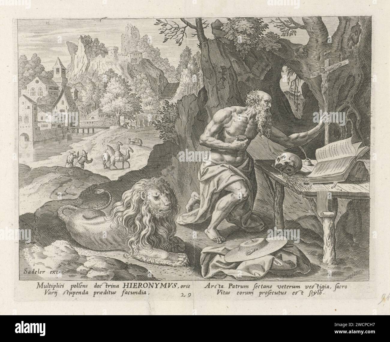 Church father Hiëronymus as a recluse, Johann Sadeler (I), After ...