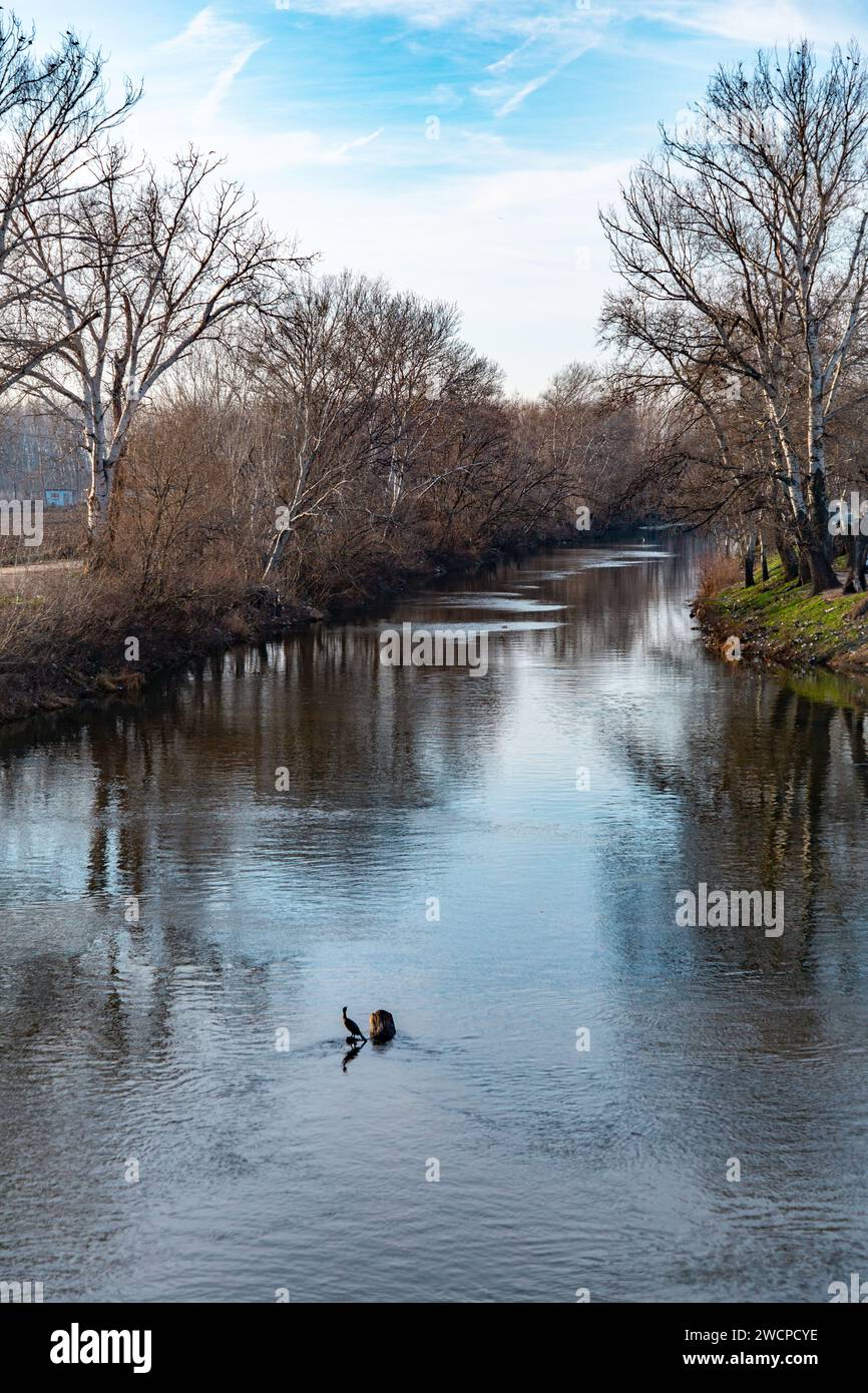 View of the Tunca River from the Tunca Bridge in Edirne, Northwest ...