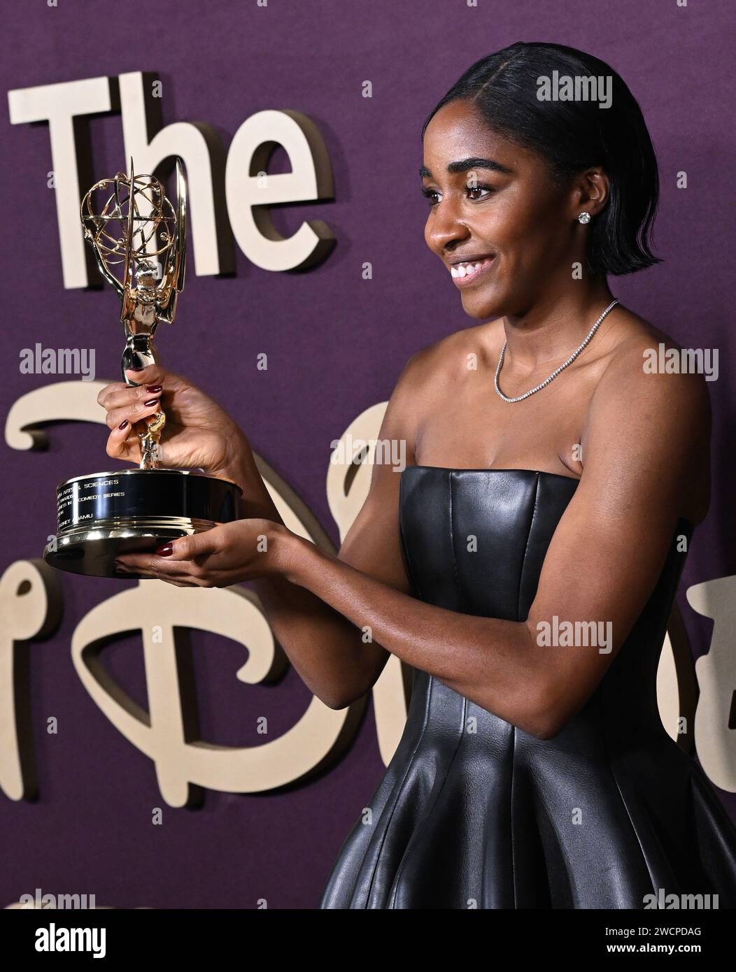 Los Angeles, USA. 15th Jan, 2024. Ayo Edebiri arriving at The Walt ...