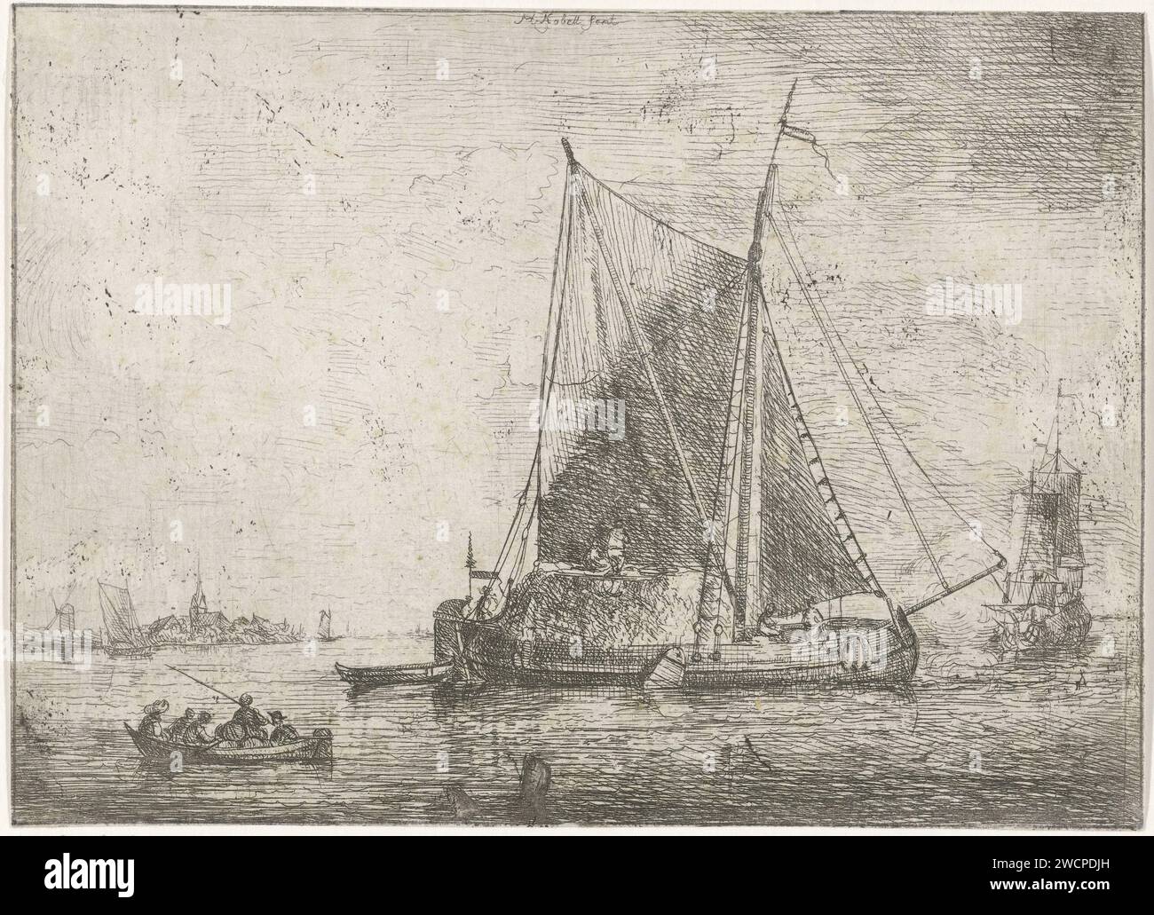 Hooischip, Hendrik Kobell, 1761 - 1779 print A ship loaded with hay ...