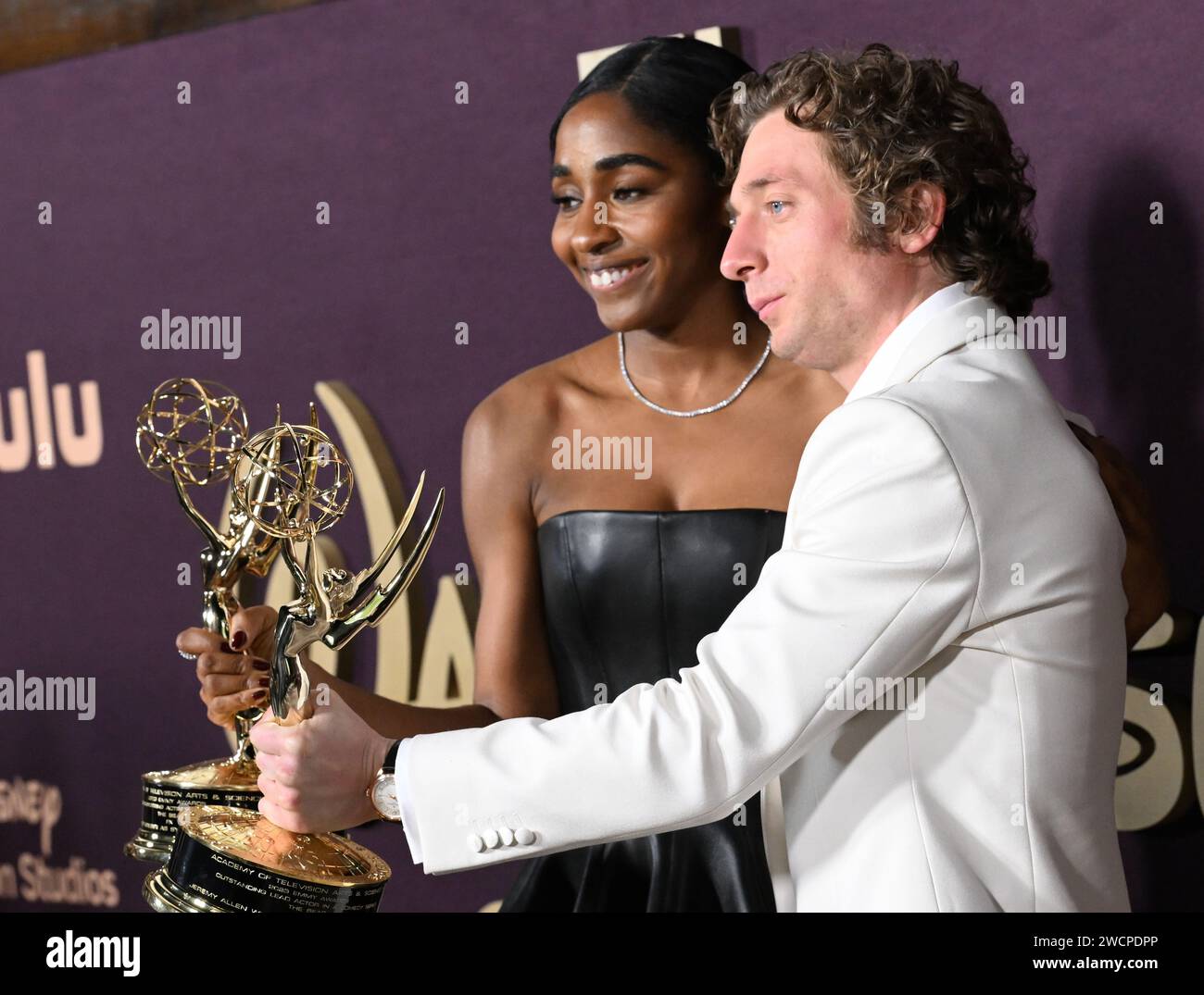 Los Angeles, USA. 15th Jan, 2024. Ayo Edebiri and Jeremy Allen White ...