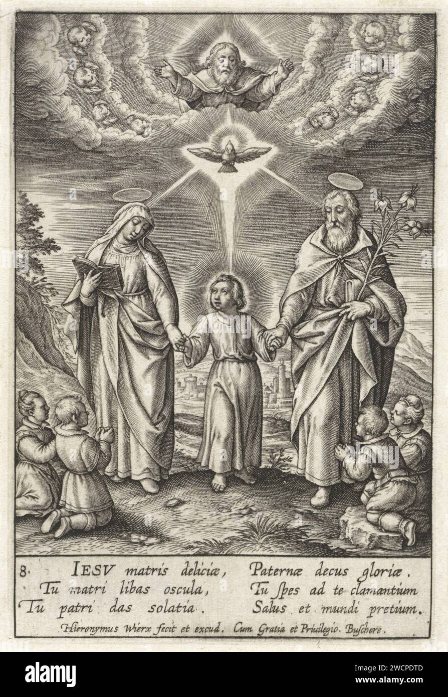 Earthly and heavenly triunular, Hieronymus Wierix, 1563 - Before 1619 print Landscape with the ...