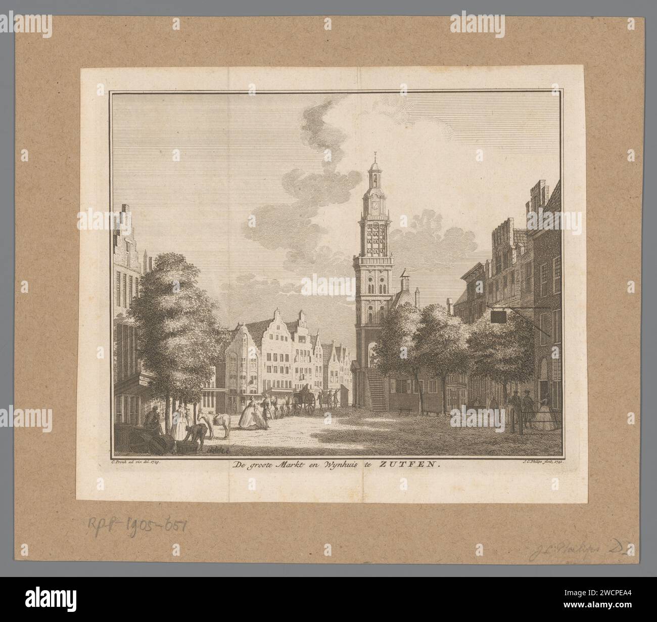 View of the Grote Markt and the Wijnhuistoren in Zutphen, 1729, Jan ...