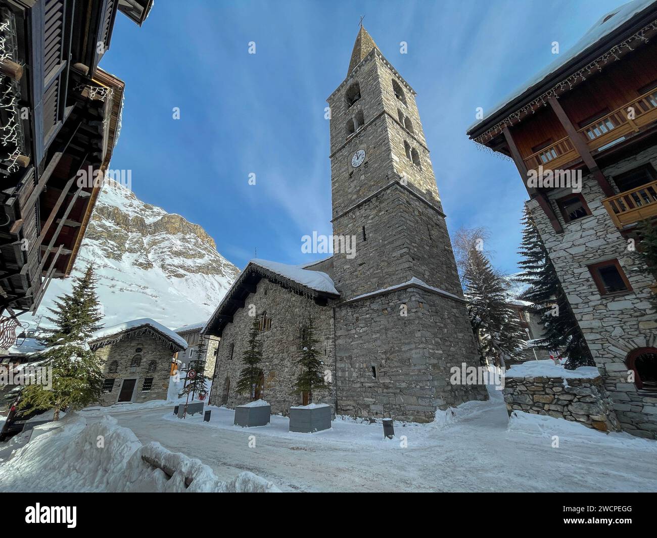 Church in Val d'Isere, France Stock Photo - Alamy