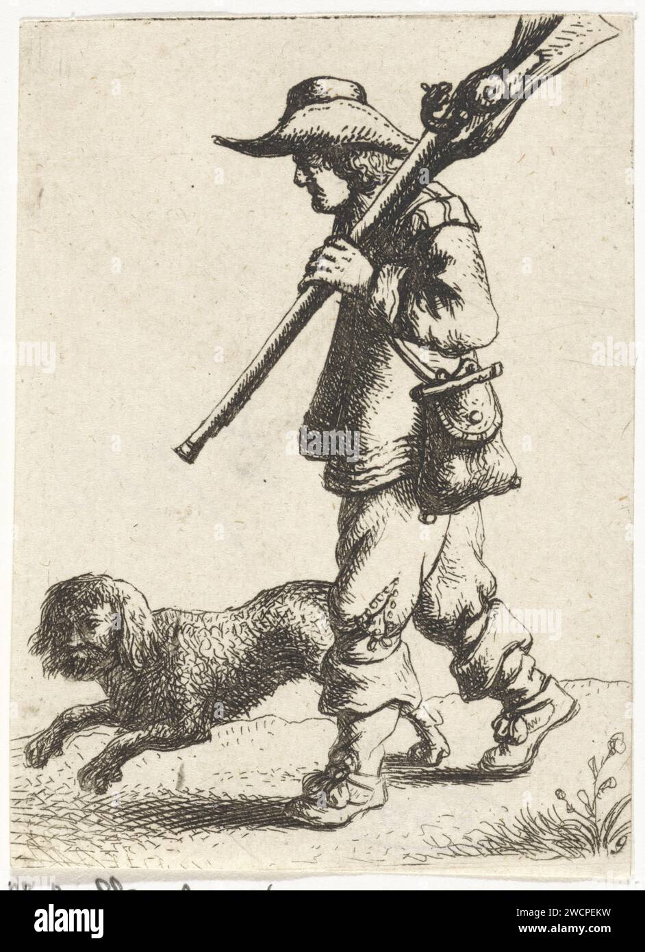 Jager with dog, Jan Gillisz. van Vliet, 1635 print A hunter with hunter ...