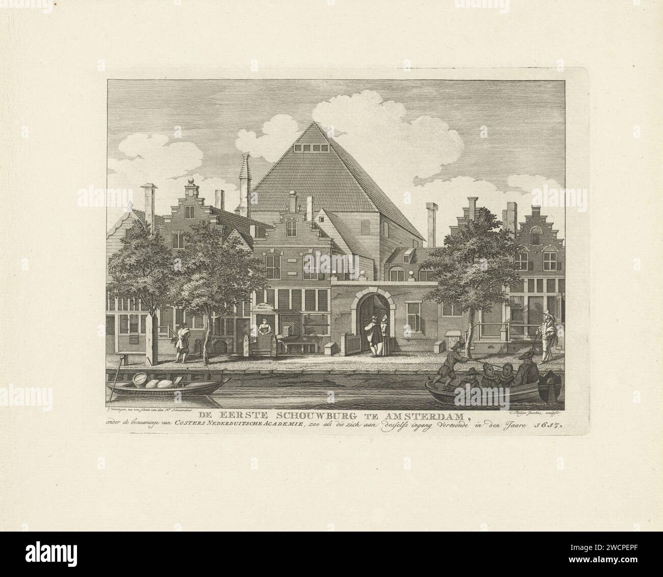 View of the Dutch Academy of Samuel Coster on Keizersgracht, 1617 ...