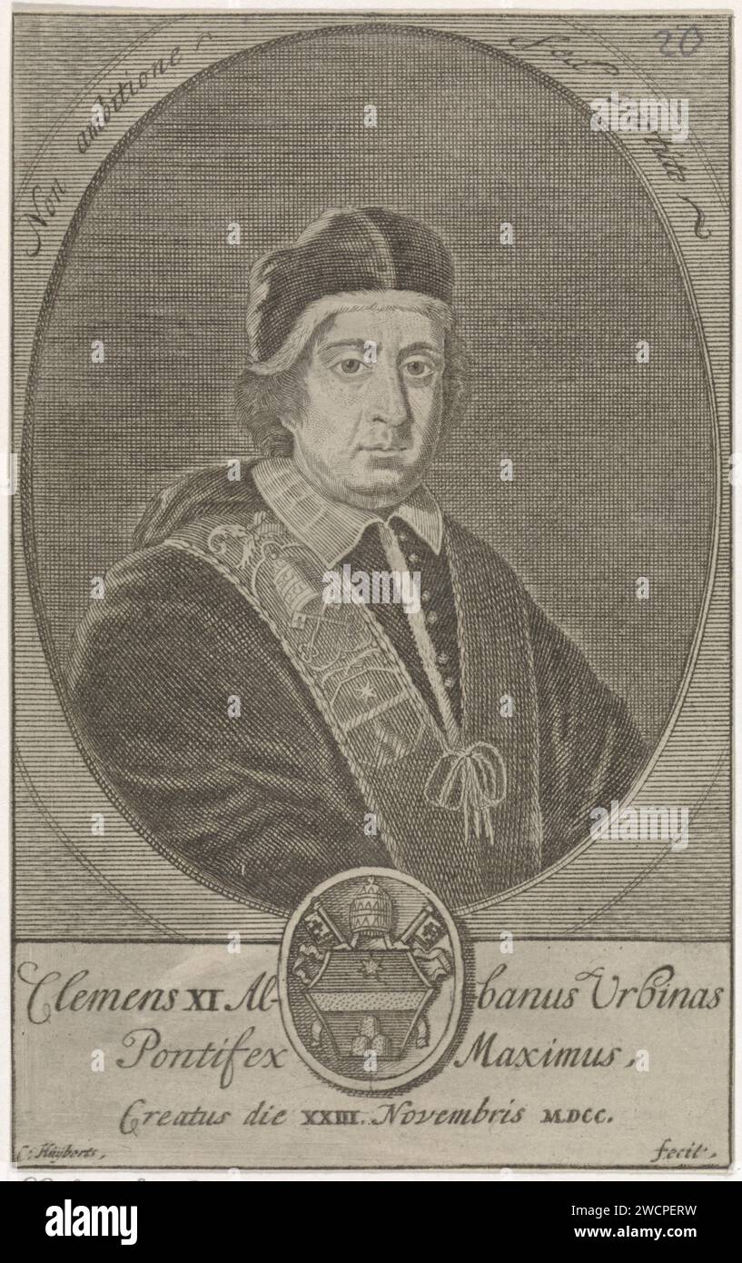 Portrait of Pope Clemens XI, Cornelis Huyberts, 1700 - 1712 print Pope ...
