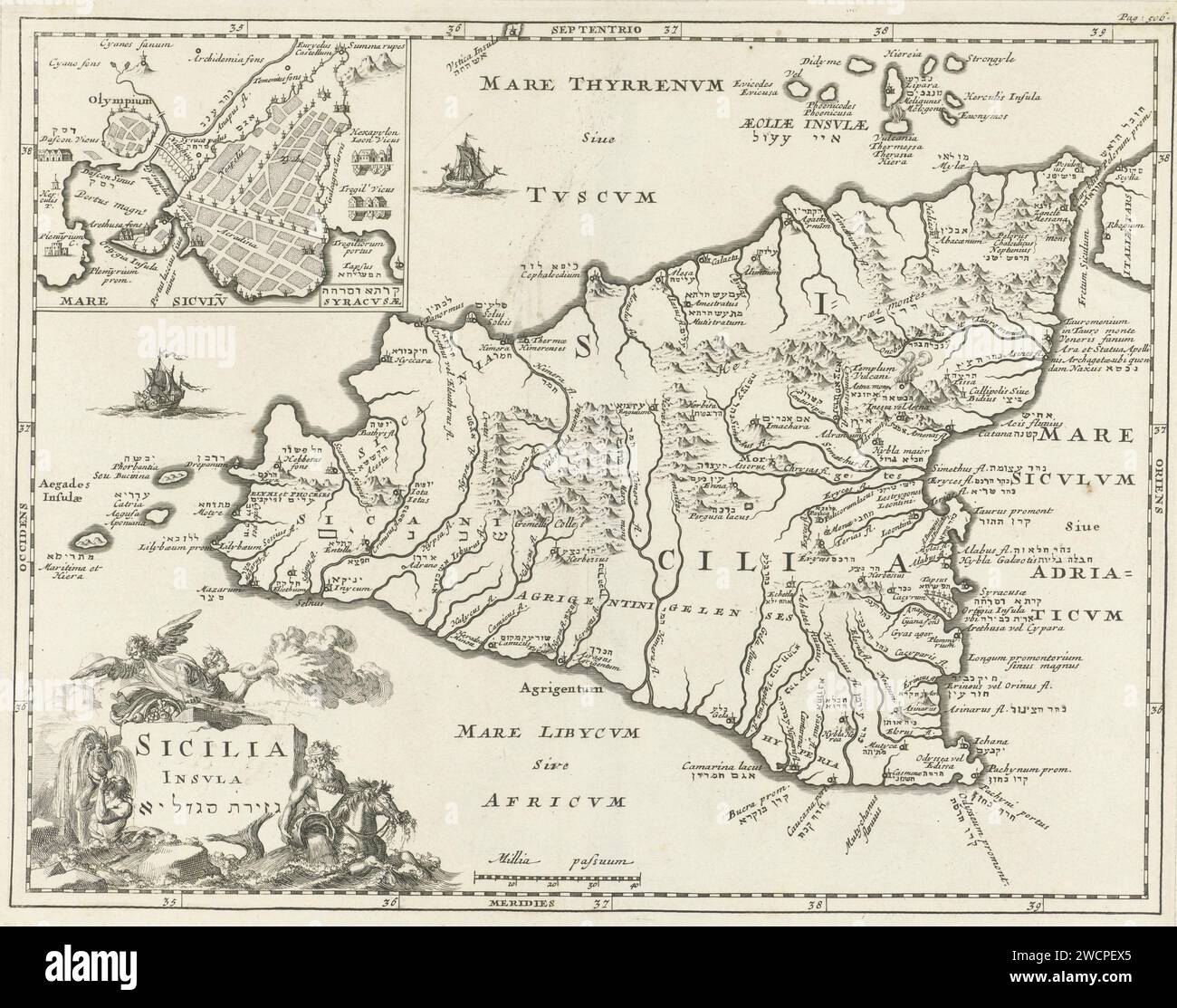 Map of Sicily, Jan Luyken, 1692 print Print at the top right marked ...