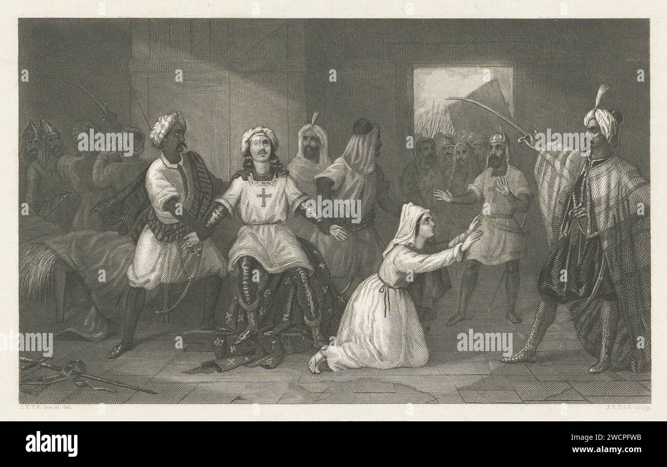 Lodewijk IX during a cross shipping, Jan Baptist Tetar van Elven, after ...