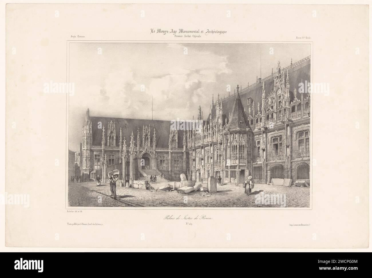 View of the west wing of the Palace of Justice in Rouen, Charles Claude ...
