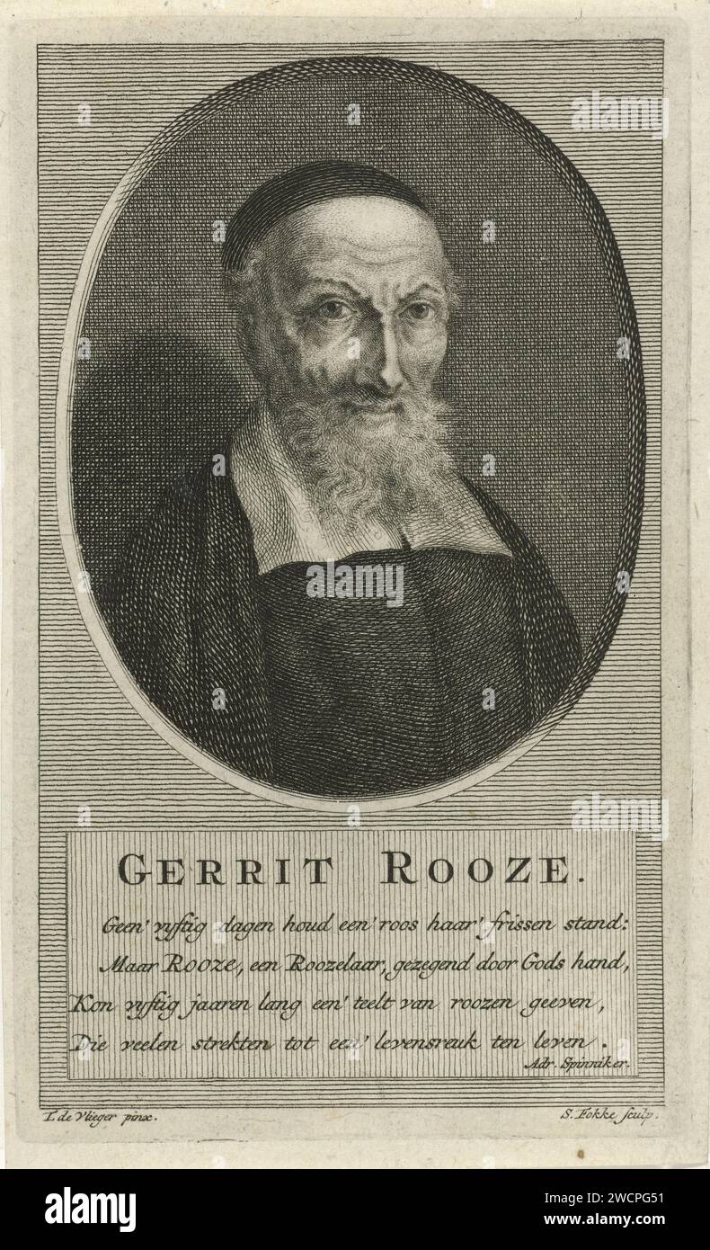 Portrait of Gerrit Rooze, Simon Fokke, After T. de Vlieger, 1722 - 1784 ...