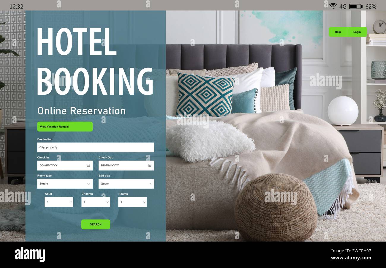 Online hotel booking website interface with information Stock Photo - Alamy
