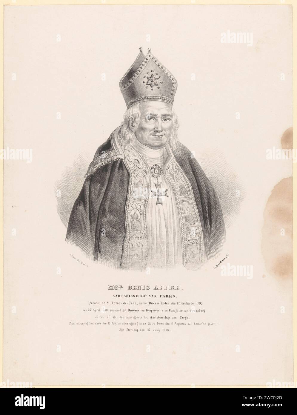 Portrait of Archbishop Denis Auguste Affre, Anonymous, Robin, 1848 ...