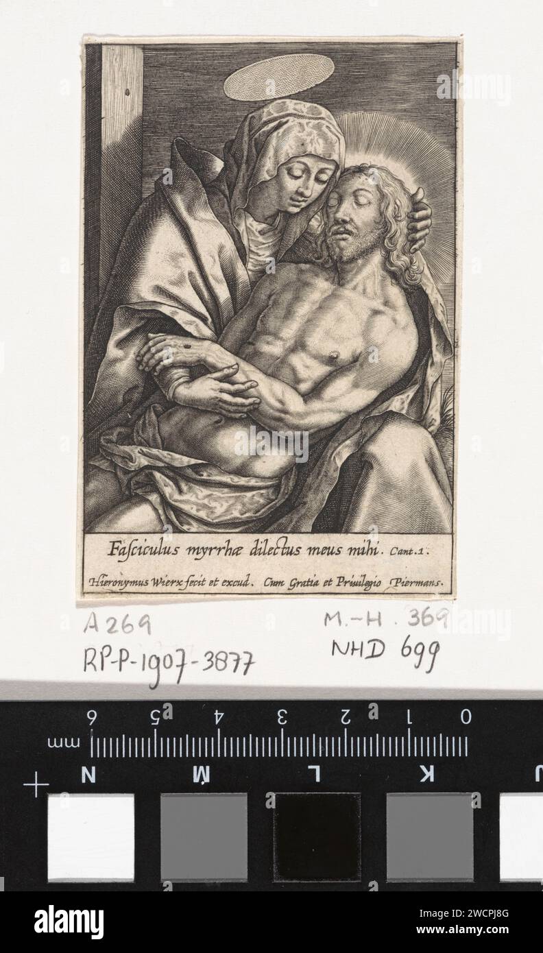 Piëta, Hieronymus Wierix, 1563 - before 1619 print The body of Christ lies on the lap of Mary ...
