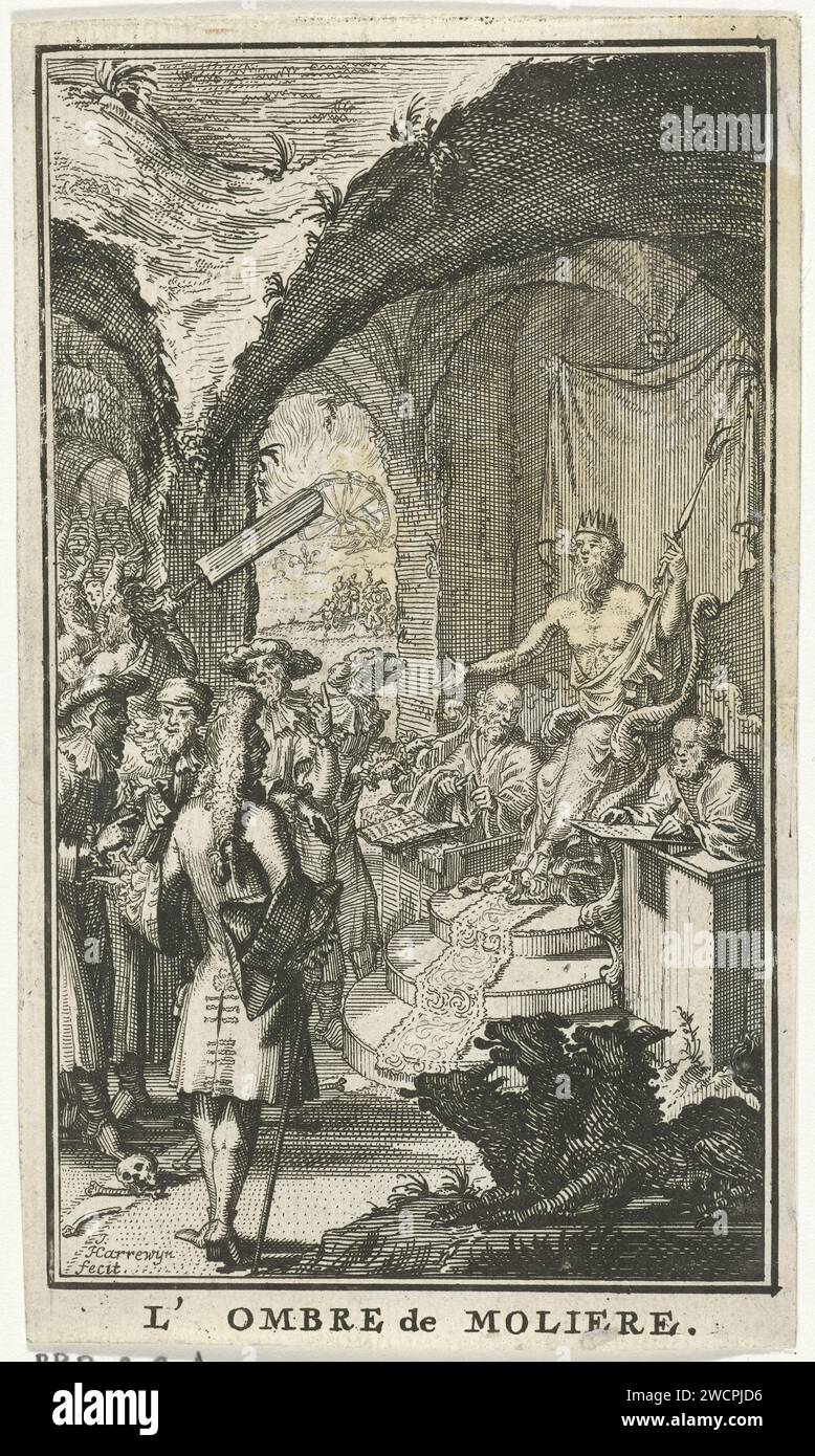 Molière for the judges of Pluto, Jacobus Harrewijn, 1683 print The ...
