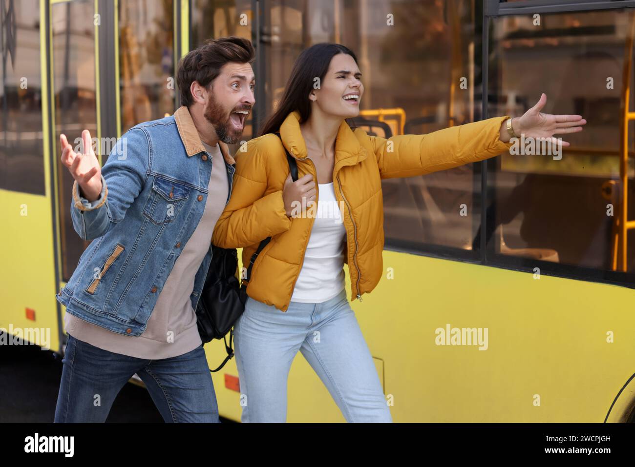 Running late for bus hi-res stock photography and images - Alamy