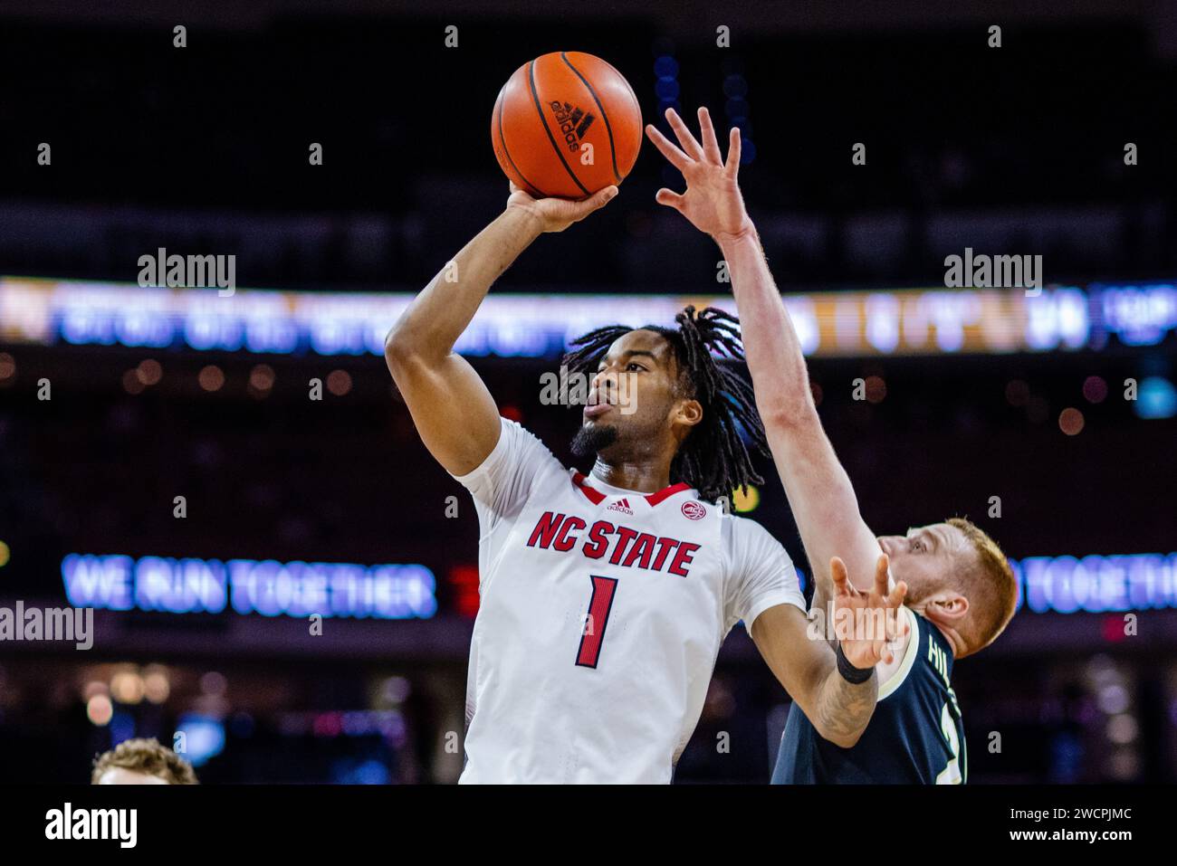 Raleigh, NC, USA. 16th Jan, 2024. NC State Wolfpack guard Jayden Taylor ...