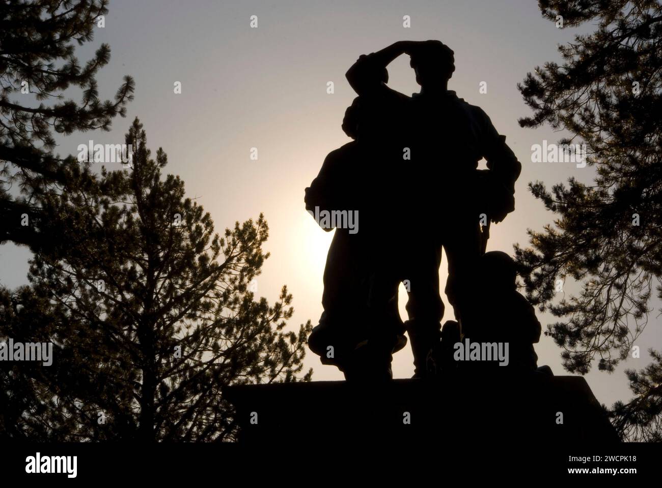 Donner Memorial silhouette, Donner Memorial State Park, California ...