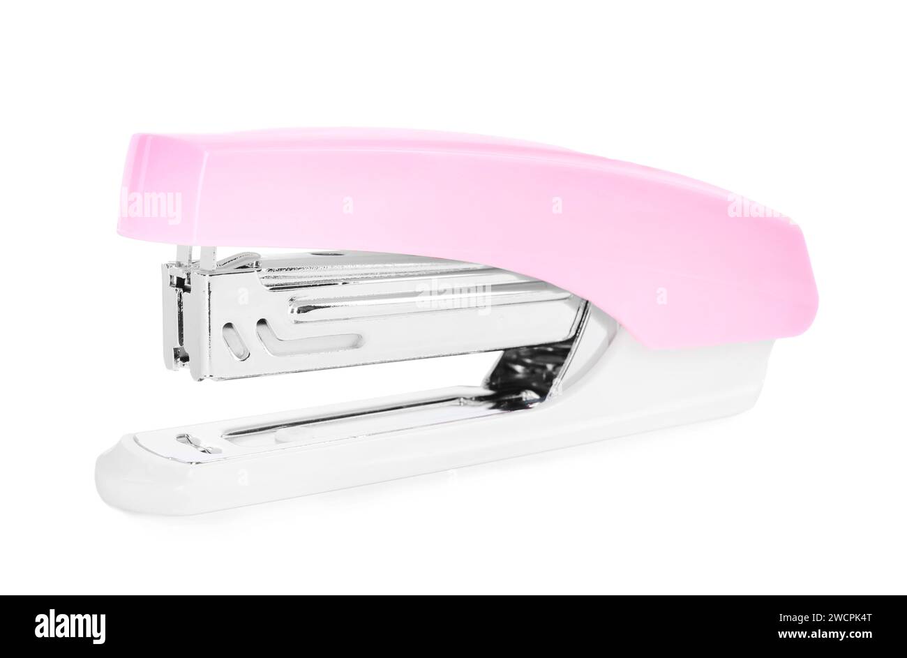 One new pink stapler isolated on white Stock Photo - Alamy