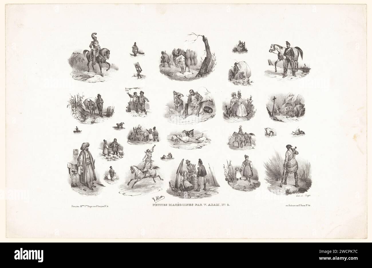 27 performances of people and animals, Victor Adam, 1842 print Paris ...