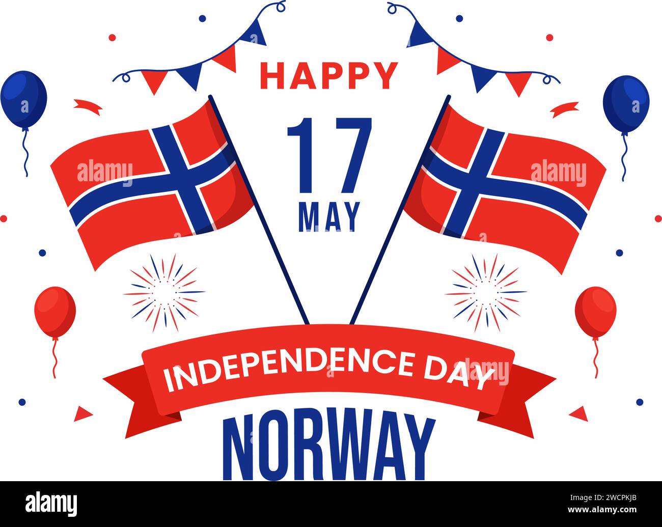 Norway Independence Day Vector Illustration on May 17 with Flag of ...