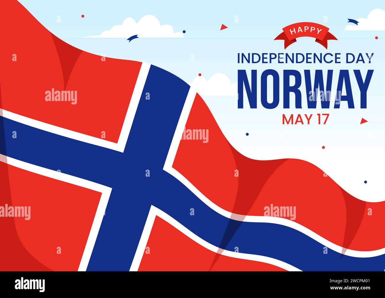 Norway Independence Day Vector Illustration on May 17 with Flag of ...