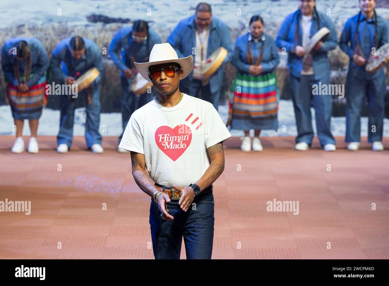 Paris, Frankreich. 16th Jan, 2024. Pharrell Williams at LOUIS VUITTON ...