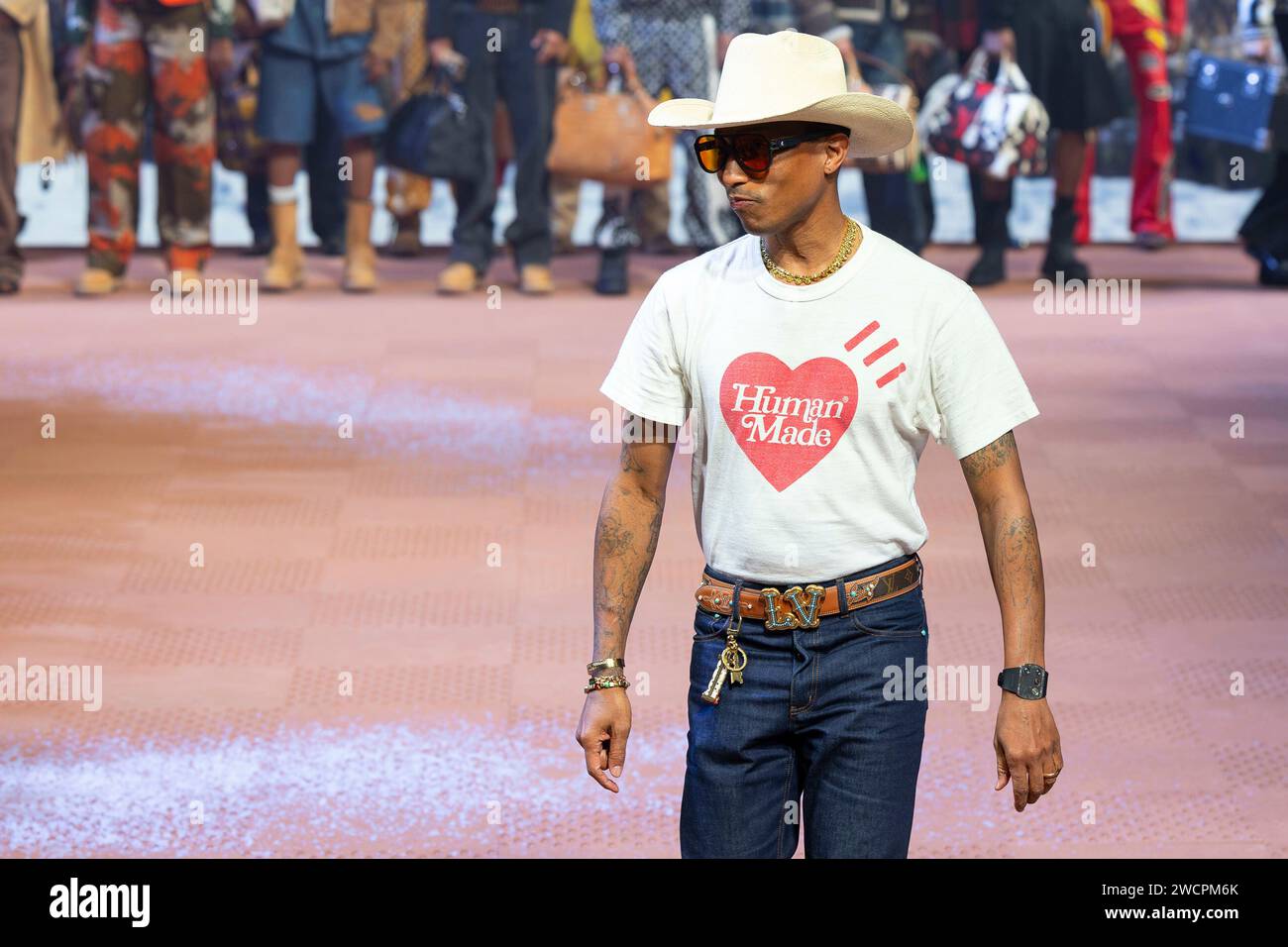 Paris, Frankreich. 16th Jan, 2024. Pharrell Williams at LOUIS VUITTON ...