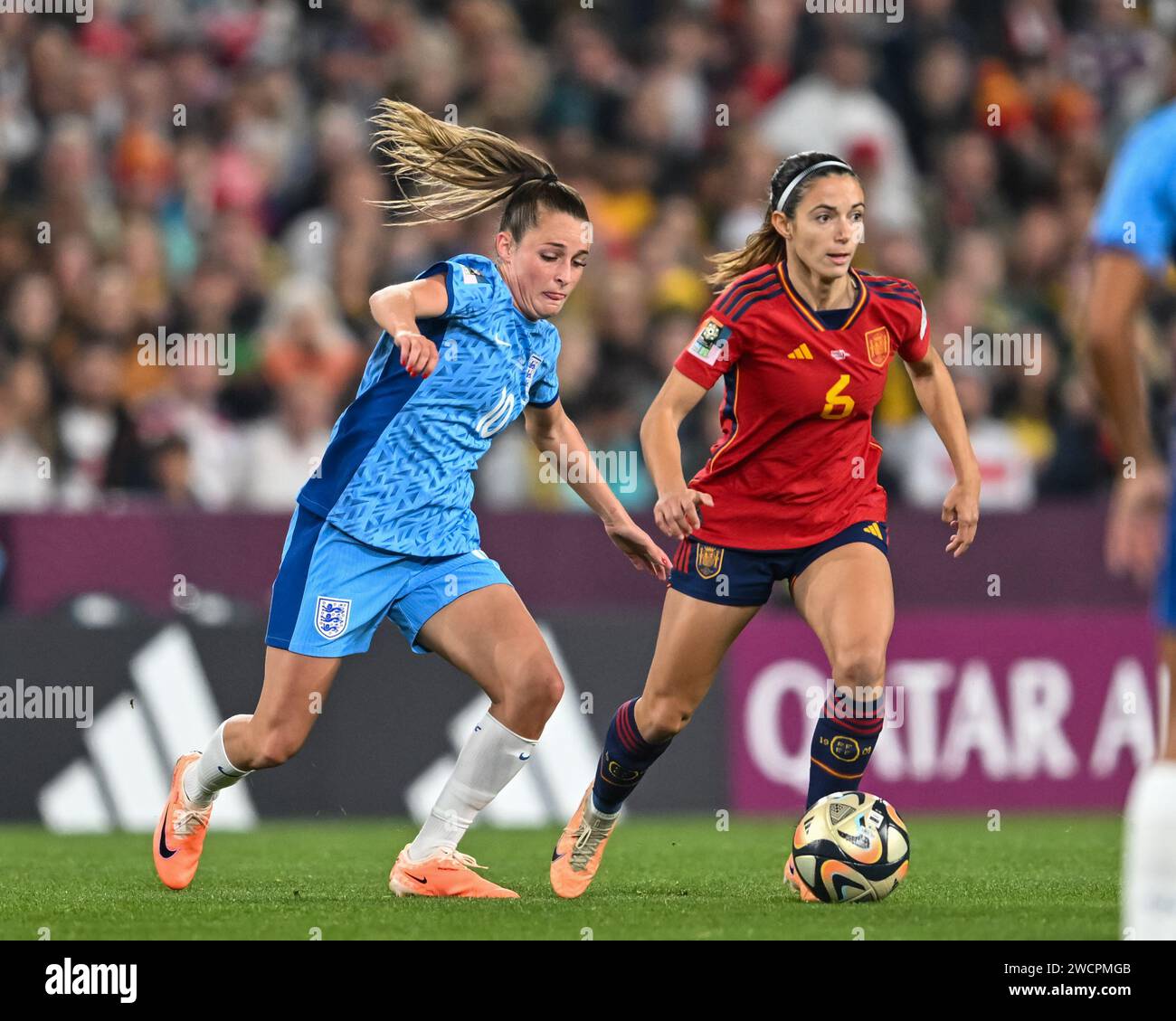Ella Toone Challenges Aitana Bonmati at the England v Spain Final of ...