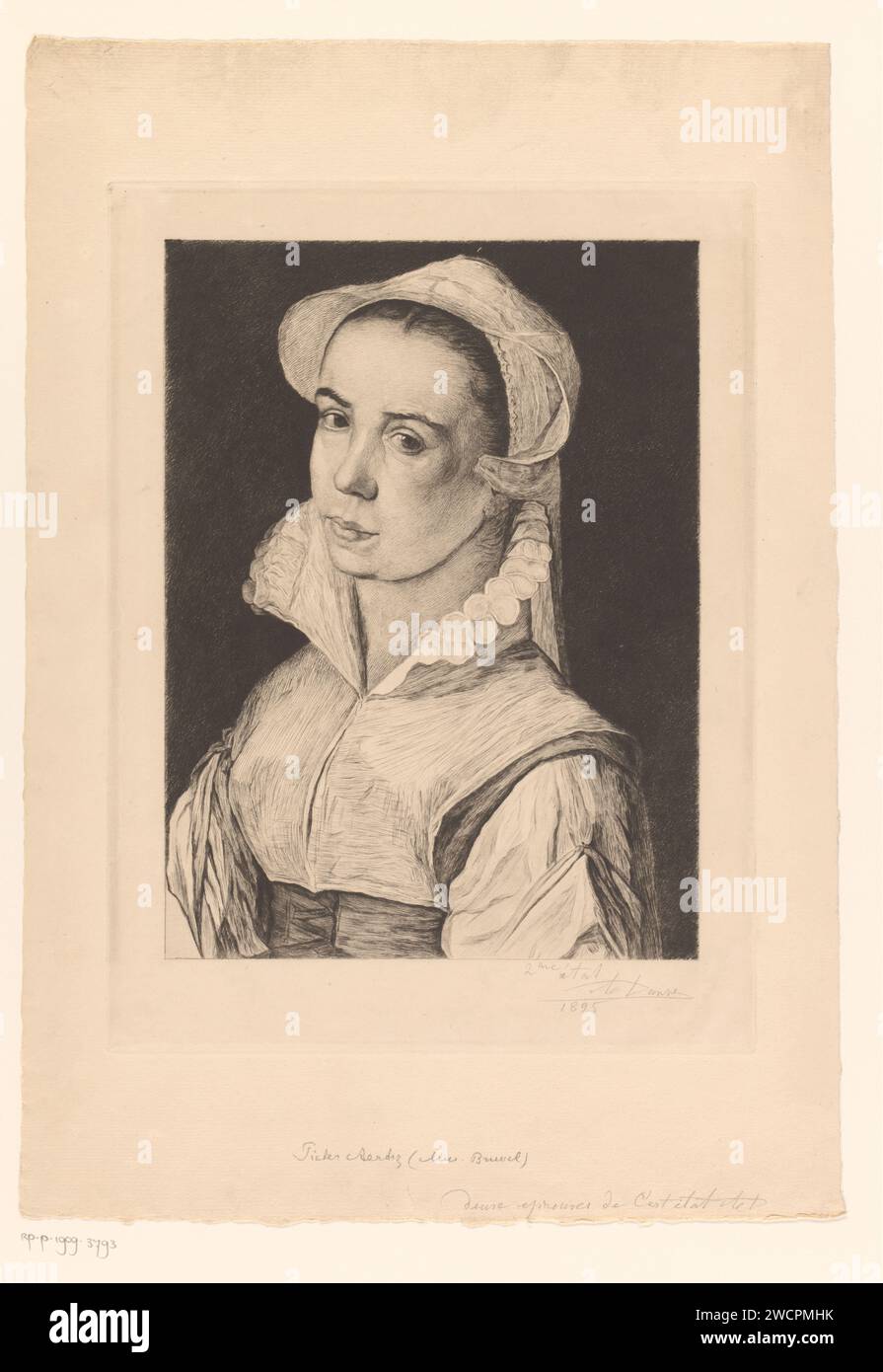 Portrait of an unknown young woman, Auguste Danse, After Pieter Aertsen ...