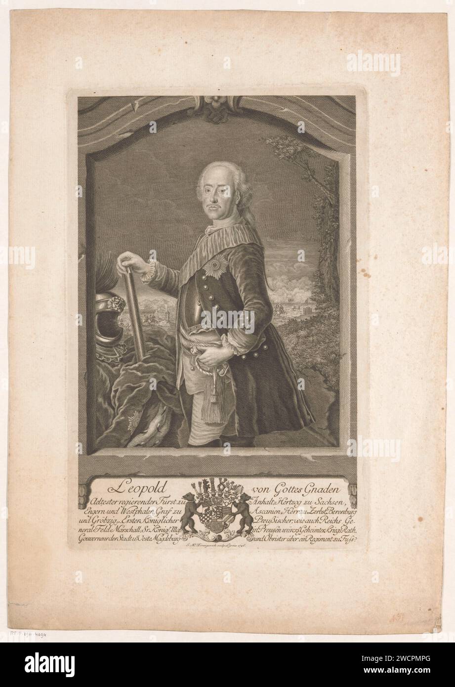 Portrait of Leopold in the Anhalt-Dessau, Johann Martin Bernigeroth ...