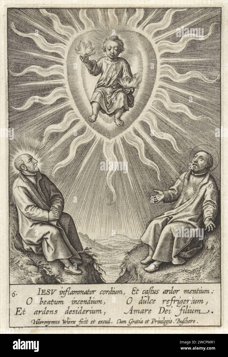 Christ child in a flaming heart, Hieronymus Wierix, 1563 - Before 1619 print The Christ child is ...