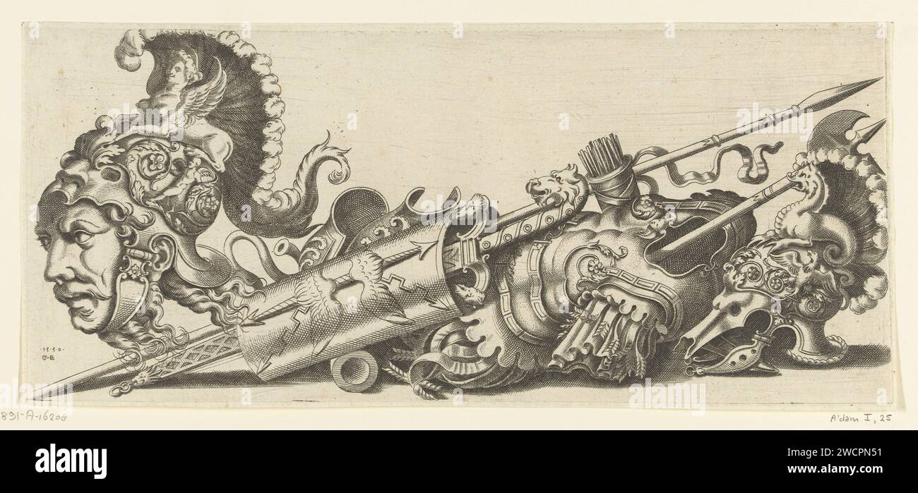 Frisian with weapon trophy, Anonymous, After Cornelis Bos, 1550 print ...