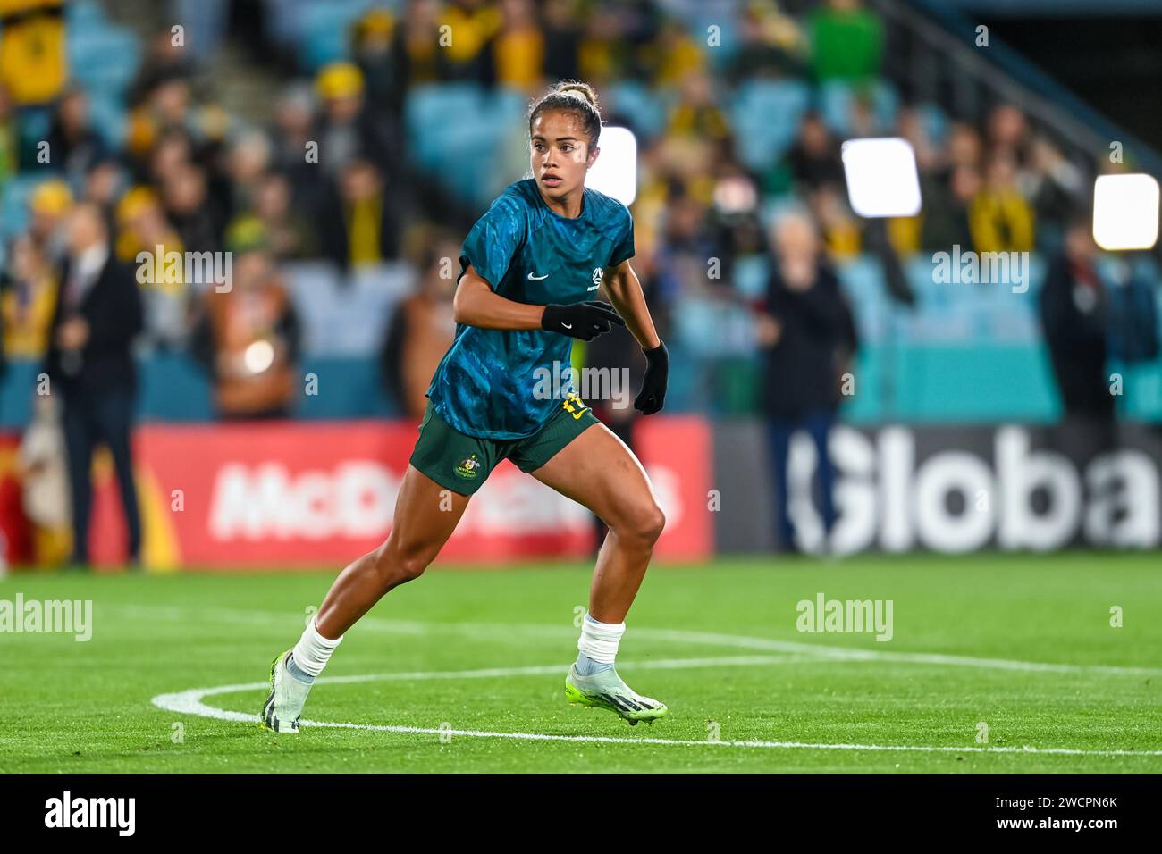 Mark Fowler warming up at the Australia v Denmark round of 16 of the ...