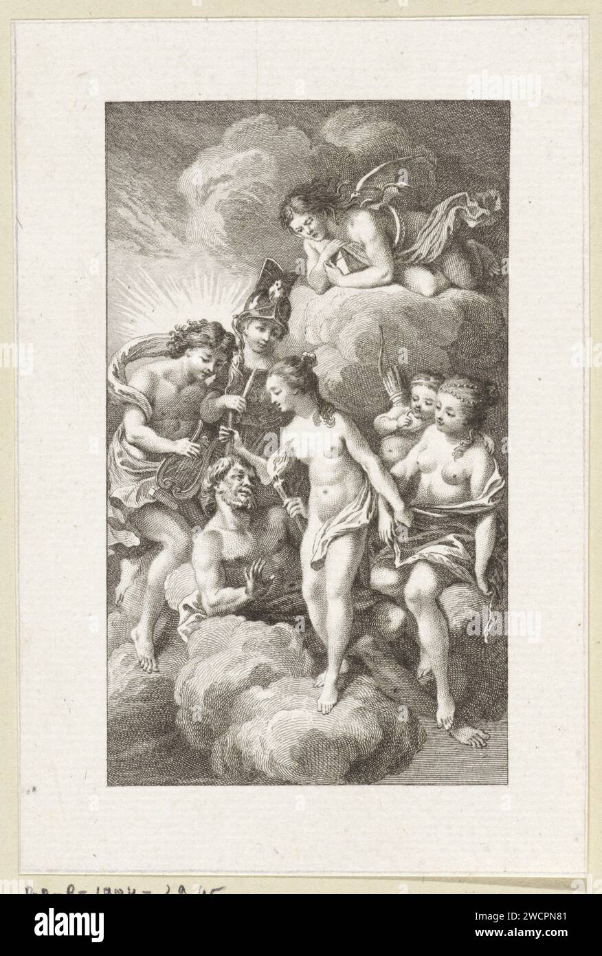 Venus, Apollo, and other gods and goddesses on the clouds, Reinier ...