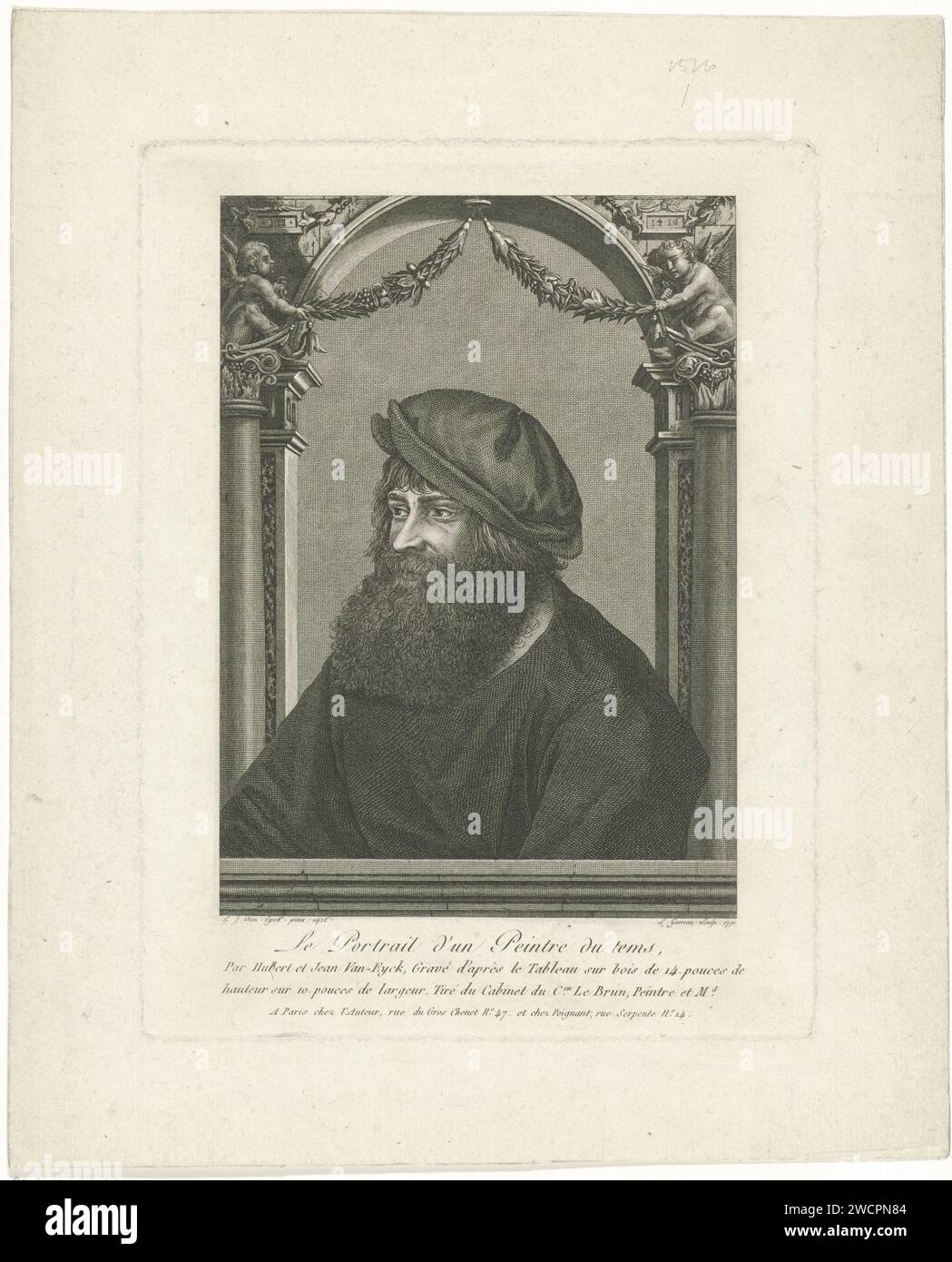 Portrait of an unknown painter, Louis E.F. Garreau, After Hubert and ...