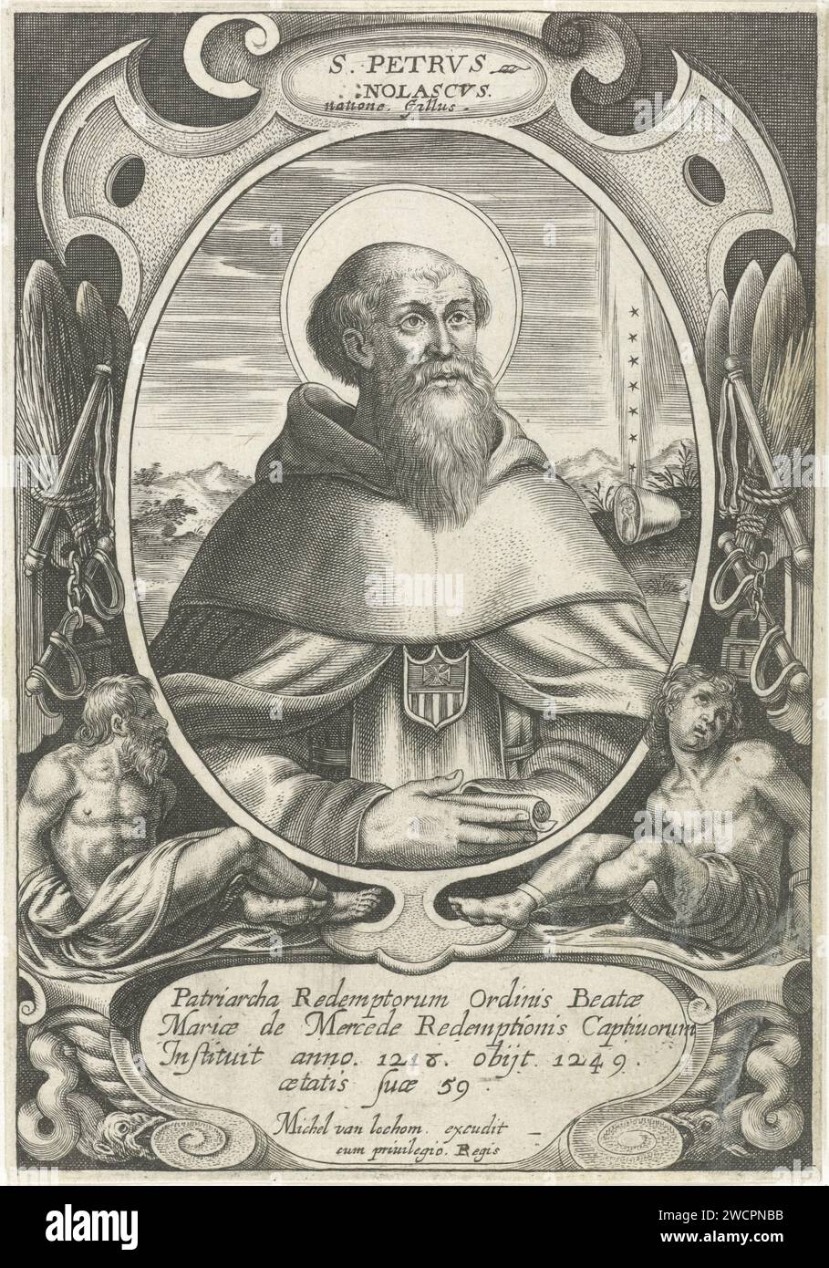 Portret van H. Petrus Nasco, Michel van Lochom, after Cornelis Galle ...