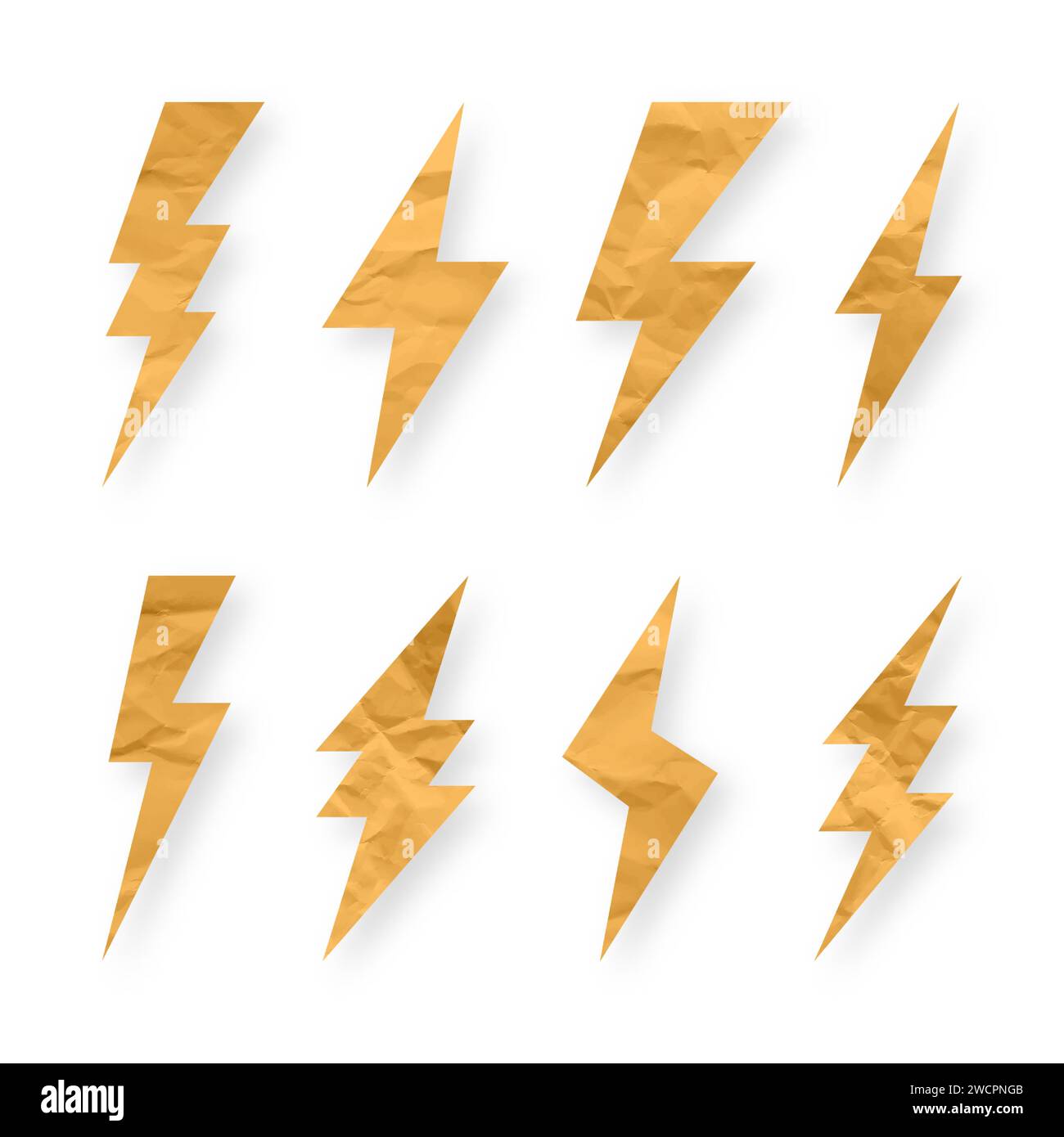Lightning bolt, crumpled paper texture, cardboard. Flash symbol ...