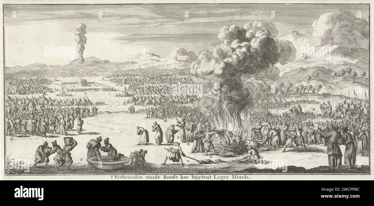 Sacrifice from the red young cow, Jan Luyken, 1683 print Amsterdam ...