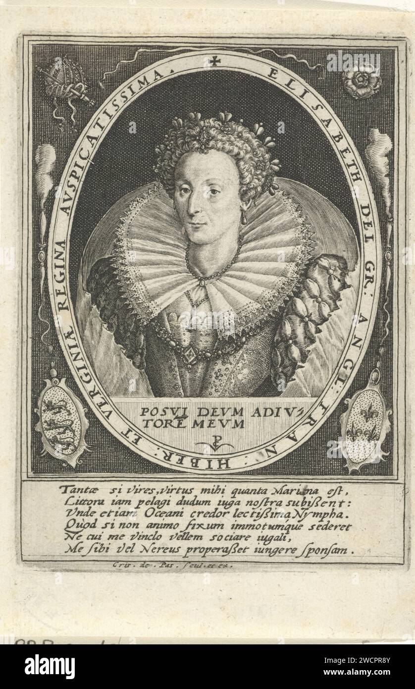 Portrait of Elizabeth I Tudor, Crispijn van de Passe (I), 1604 print ...