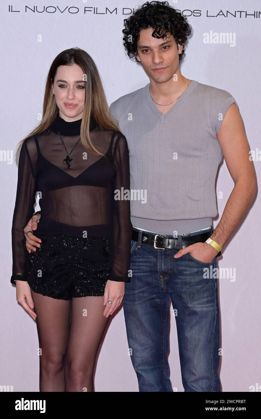 Rome, Italy. 16th Jan, 2024. Giulia Schiavo (l) and Giorgio Belli (r) attend the red carpet of ...