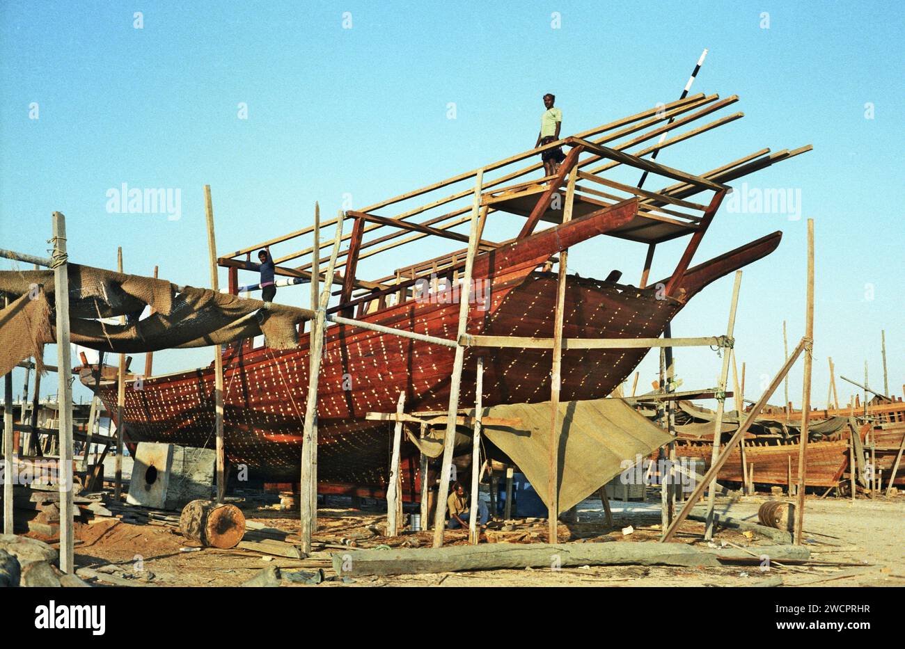 Dhow-building yard in the Bateen district of Abu Dhabi, United Arab ...