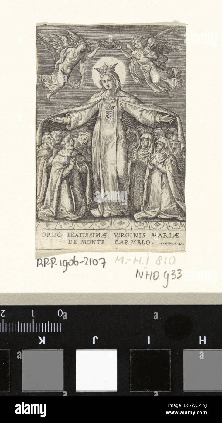 Monks and nuns hide under the mantle of Maria, Johannes Wierix, 1559 ...
