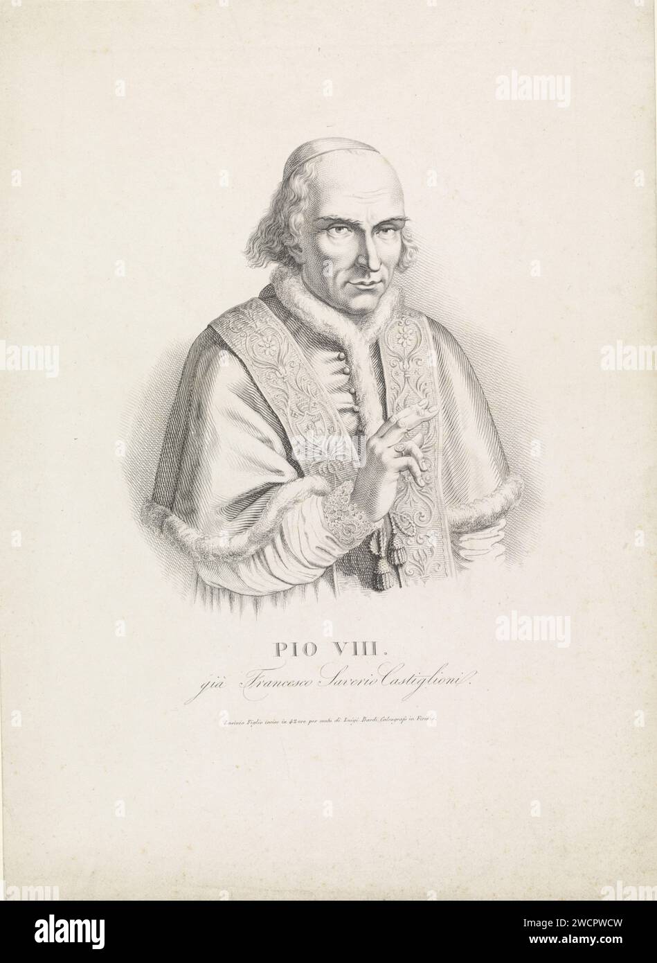 Portret Van Paus Pius VIII, Giovanni Paolo Lasinio, 1829 - 1855 print ...