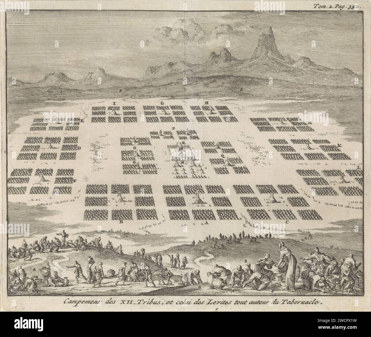 Tent camps of the twelve tribes of Israel set up around the Tabernacle ...
