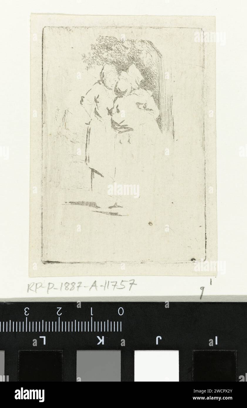 Two standing peasant women, one with a child on her arm, Marie ...