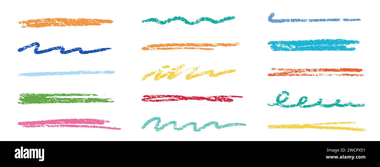 Crayon brush stroke color underline. Chalk pen highlight stroke. Vector ...